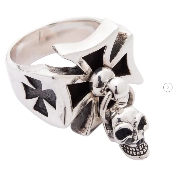 Heavy Metal Jewelry Iron Cross Ring W/Skull Stainless Steel Heavy Metal Jewelry Iron Cross Ring W/Skull Stainless Steel