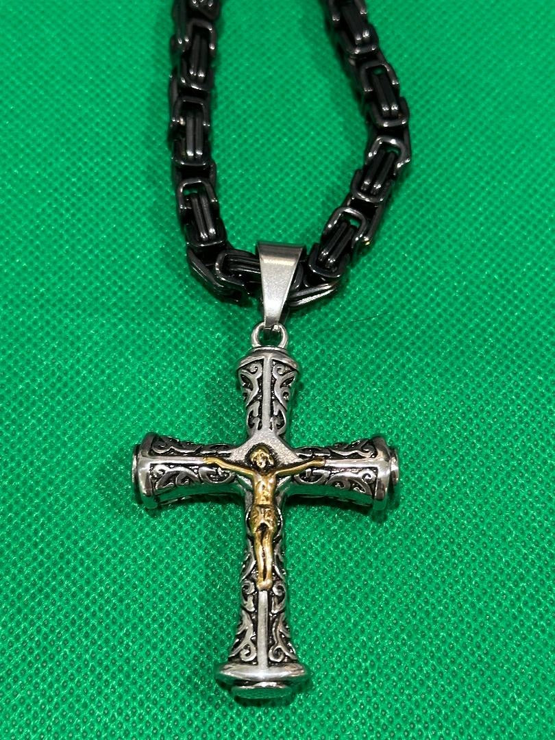 Stainless Steel Crucifix Catholic Cross Pendant Necklace ...