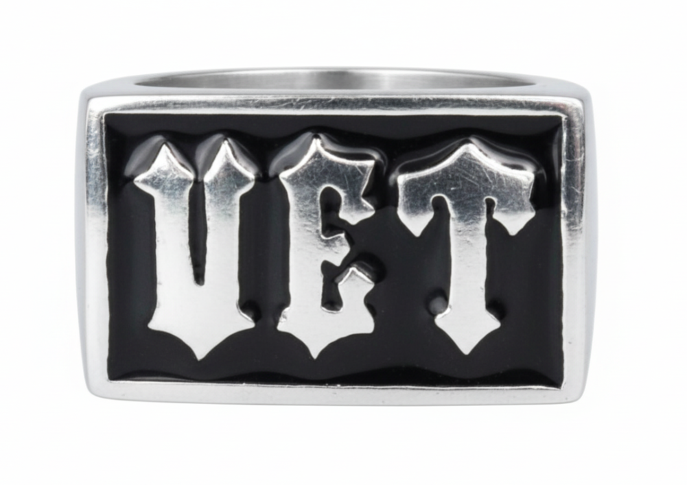 "VET" Signet Ring Unisex Veterans Military Ring Stainless Steel SR102 ...