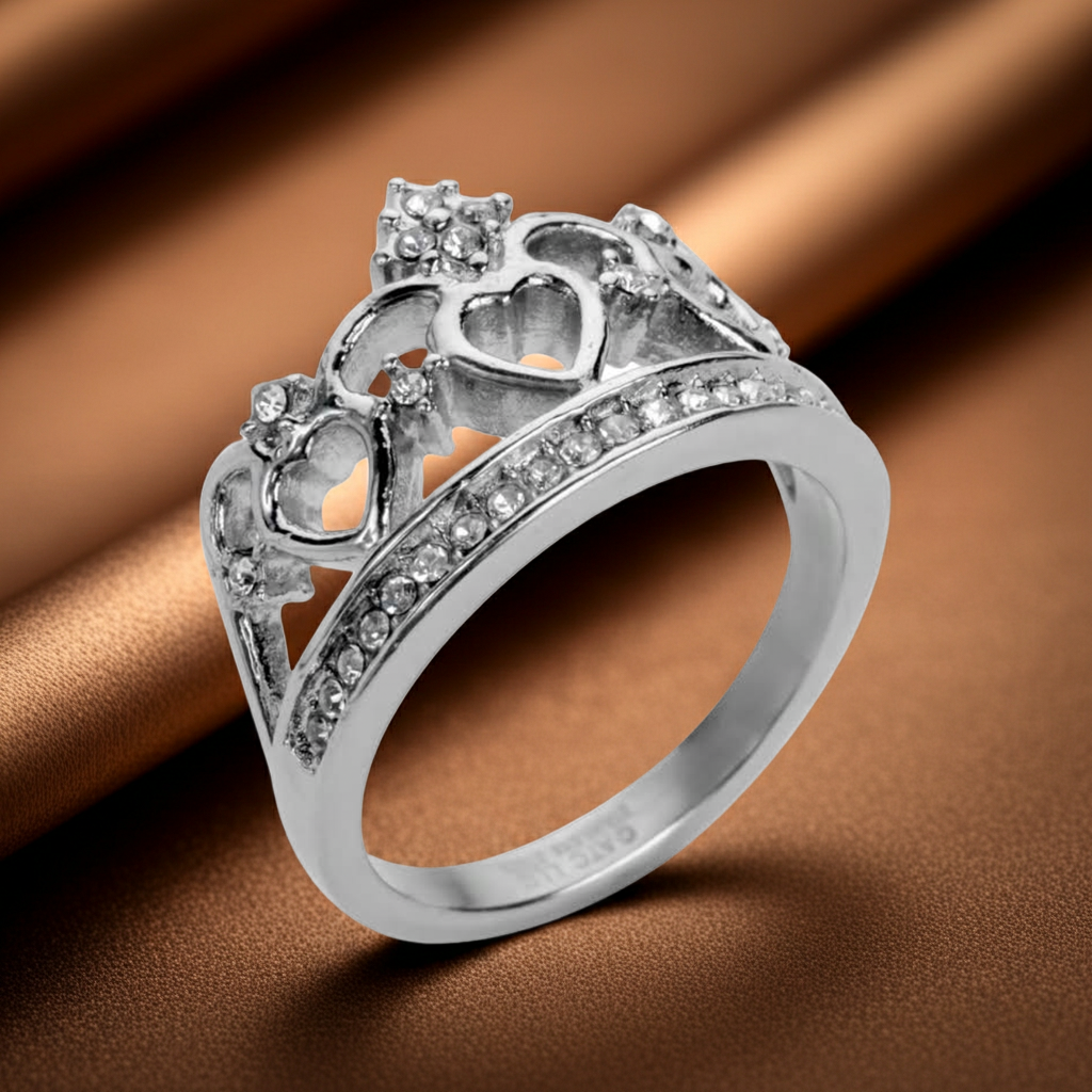 Crown Bling Ring Ladies Tiara Ring Stainless Steel SR114 ...